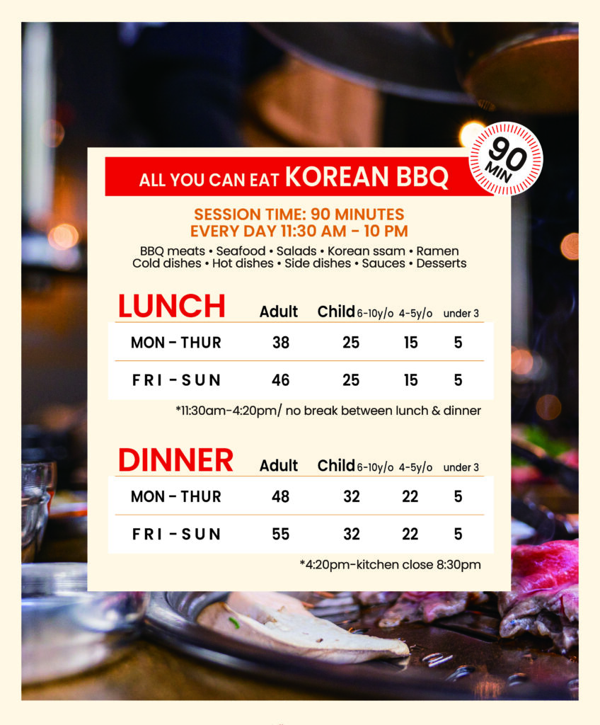 Our Price List - Chefs Buffet Korean BBQ